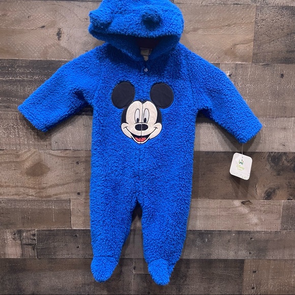 Disney | One Pieces | Disney Baby Mickey Blue Cozy Zip Up One Piece ...